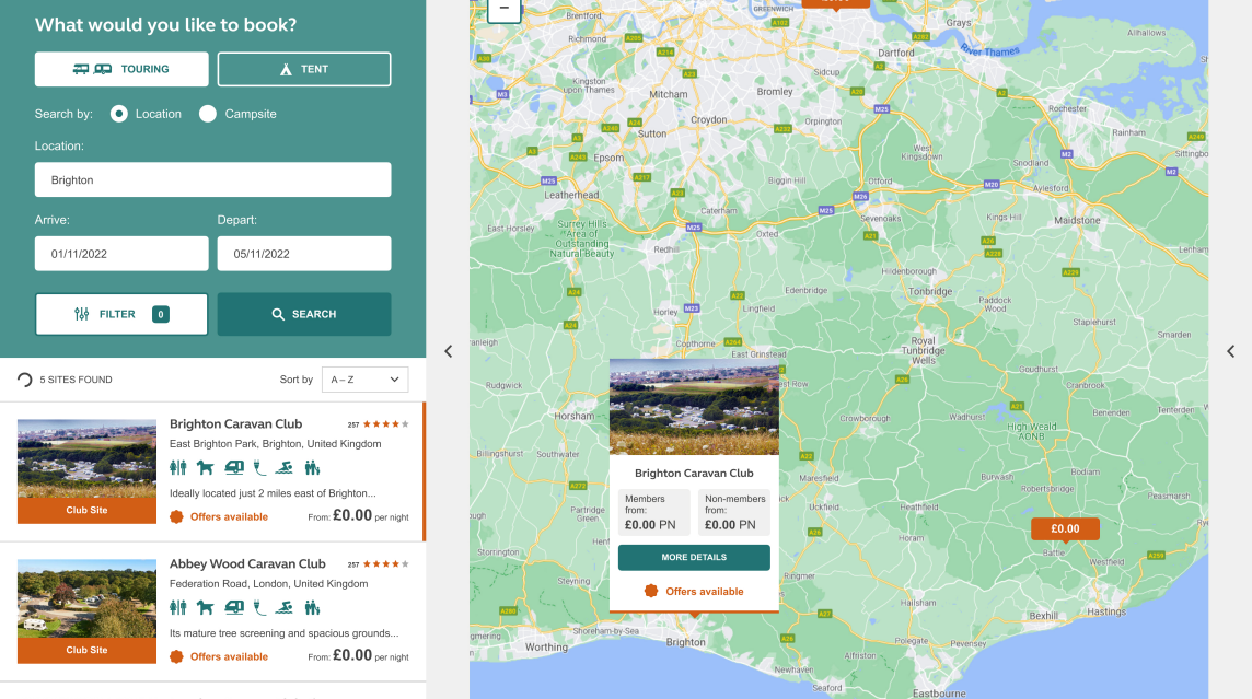 Booking Experience | The Caravan Club